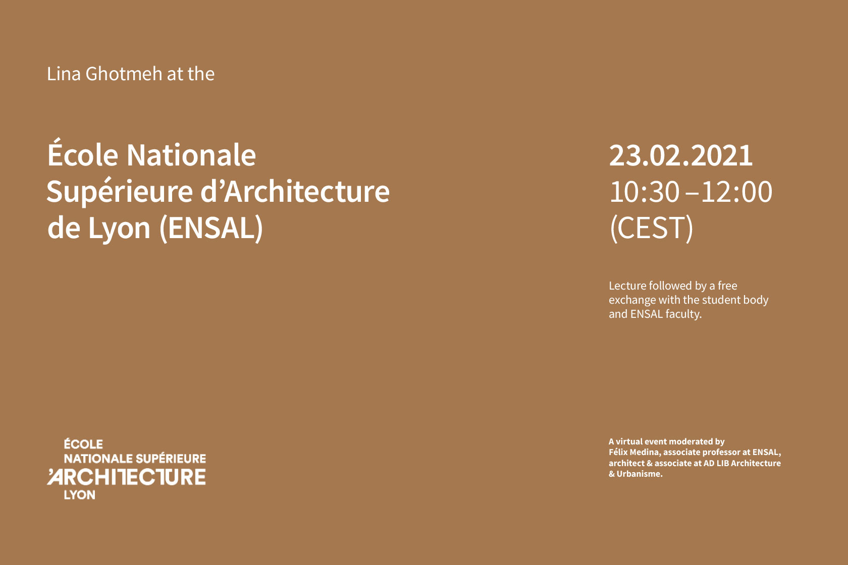 Lina Ghotmeh — Architecture | Conférence. École Nationale Supérieure d ...